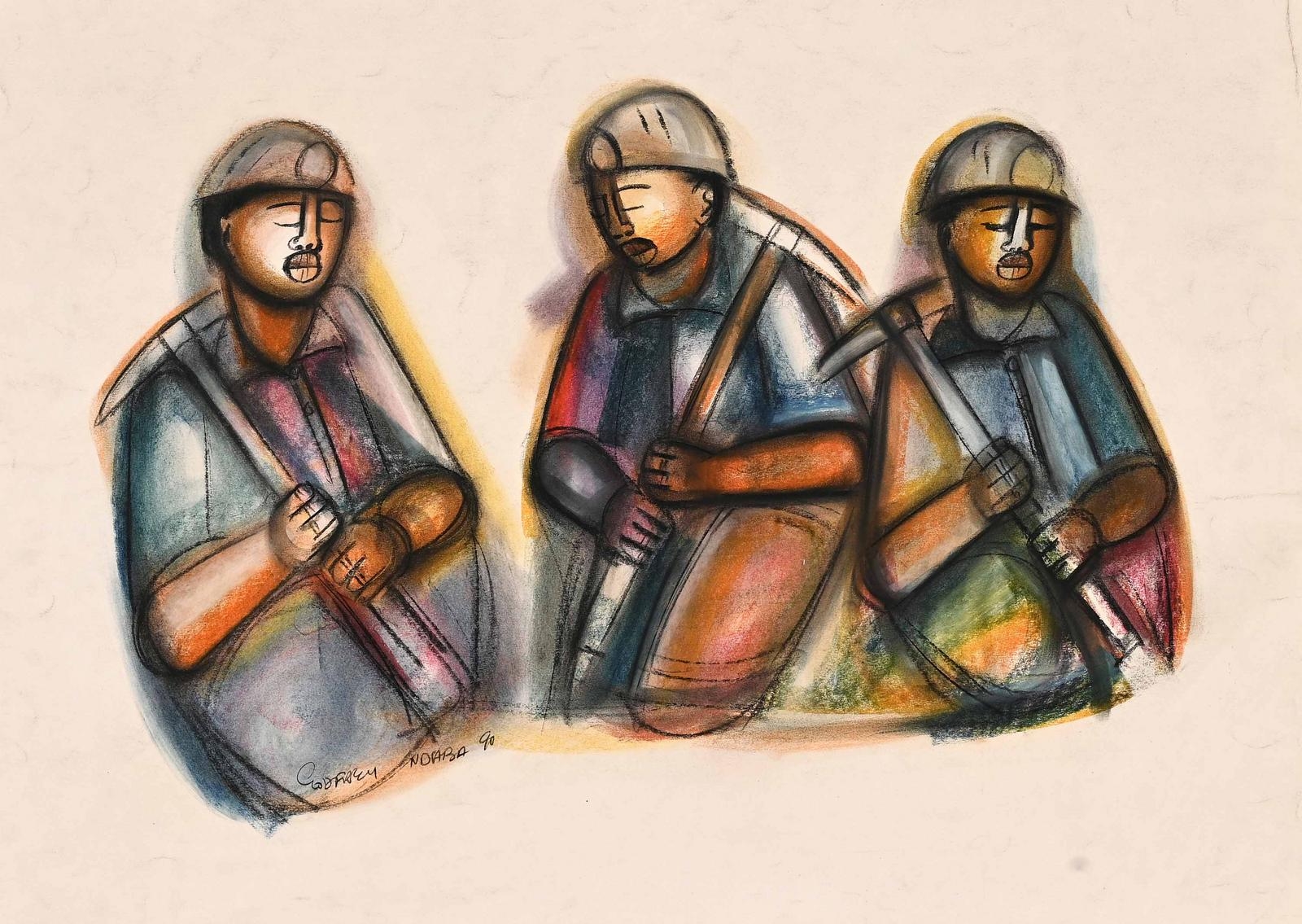Godfrey Ndaba | Three Miners (1990) | MutualArt