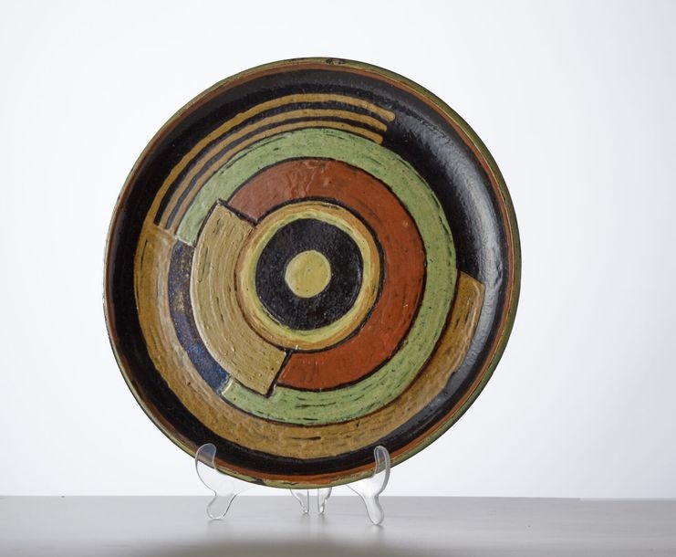 Anne Dangar | Circular glazed ceramic dish with cubist decoration of ...