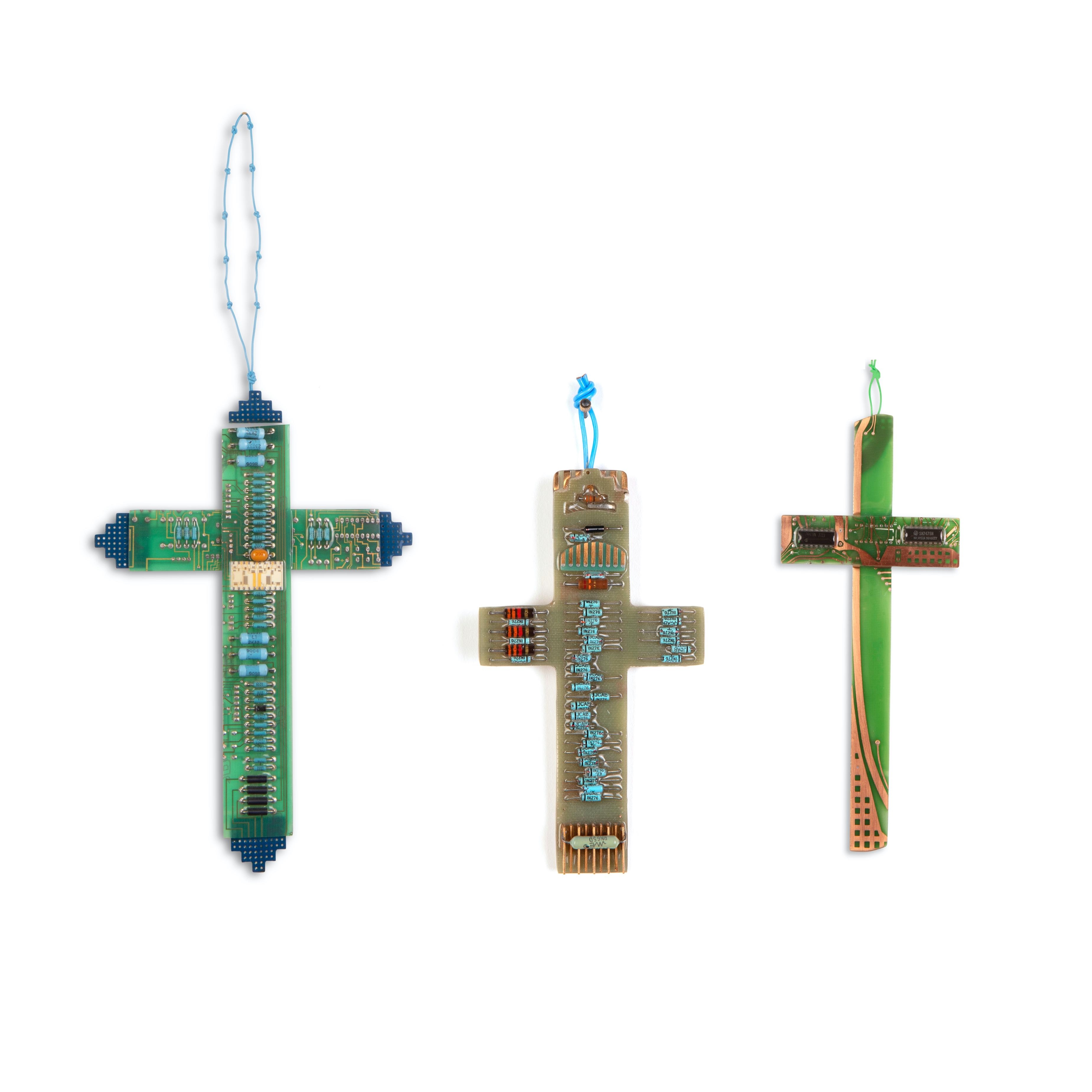 Marion C. Martinez | Group of Three Circuit Board Rosary Crucifixes ...