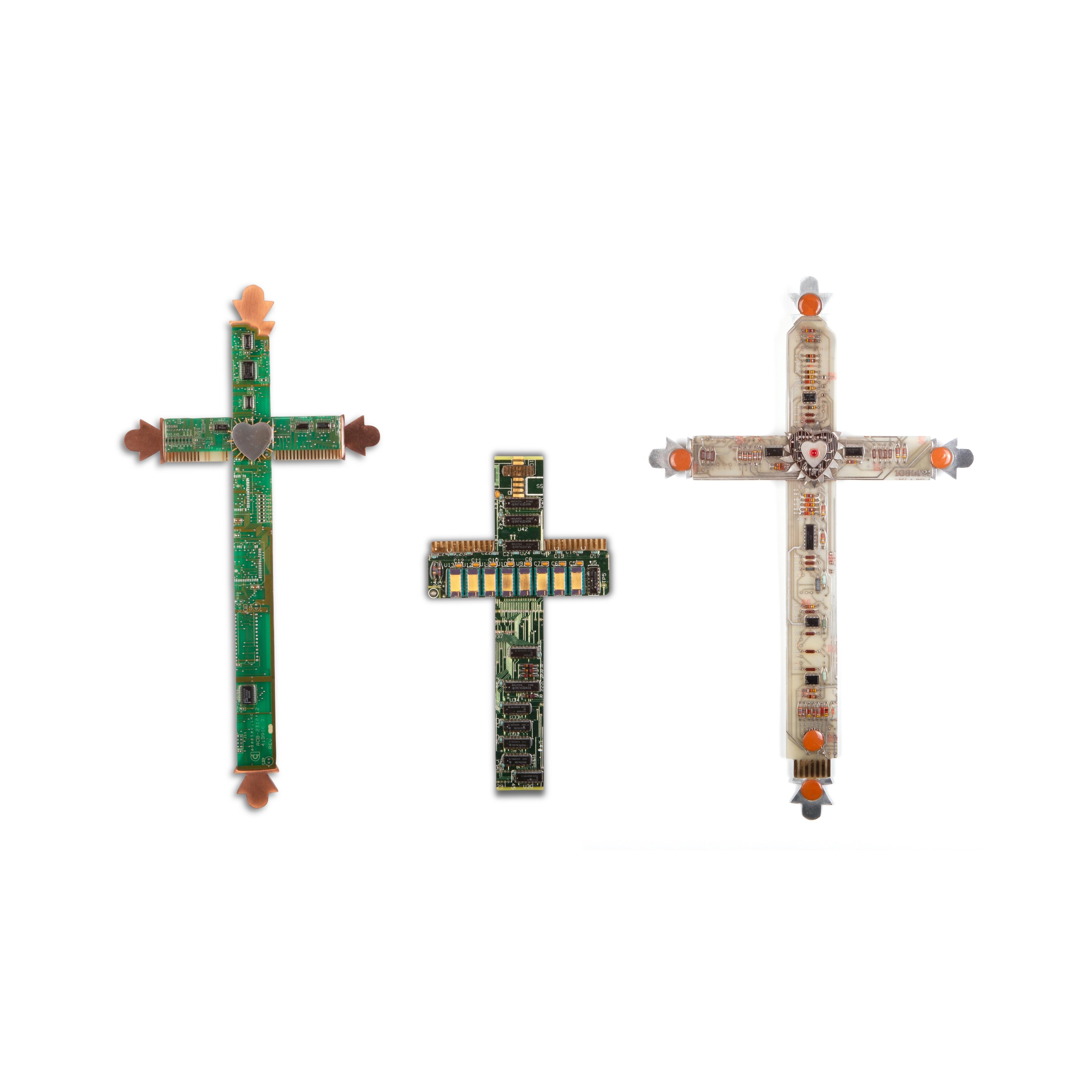 Marion C. Martinez | Group of Three Circuit Board Crucifixes (1999 ...