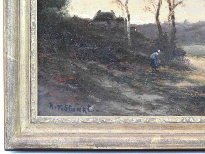 R.T. Stuart | Animated landscape at the edge of a pond | MutualArt