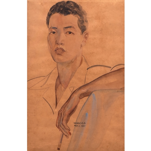 Vicente Manansala | Portrait of a Man with Cigarette (1941) | MutualArt