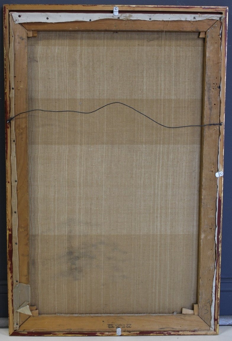 Robert Huck | Portrait of a man resting on a boat on stilts | MutualArt