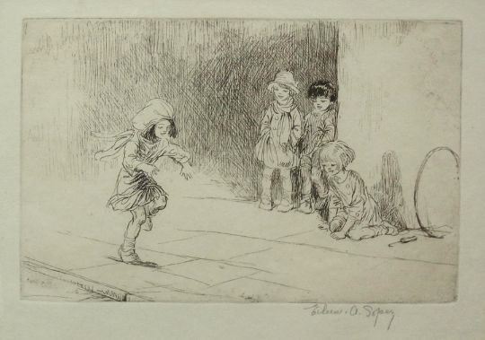 Eileen Alice Soper | street scene with children playing | MutualArt