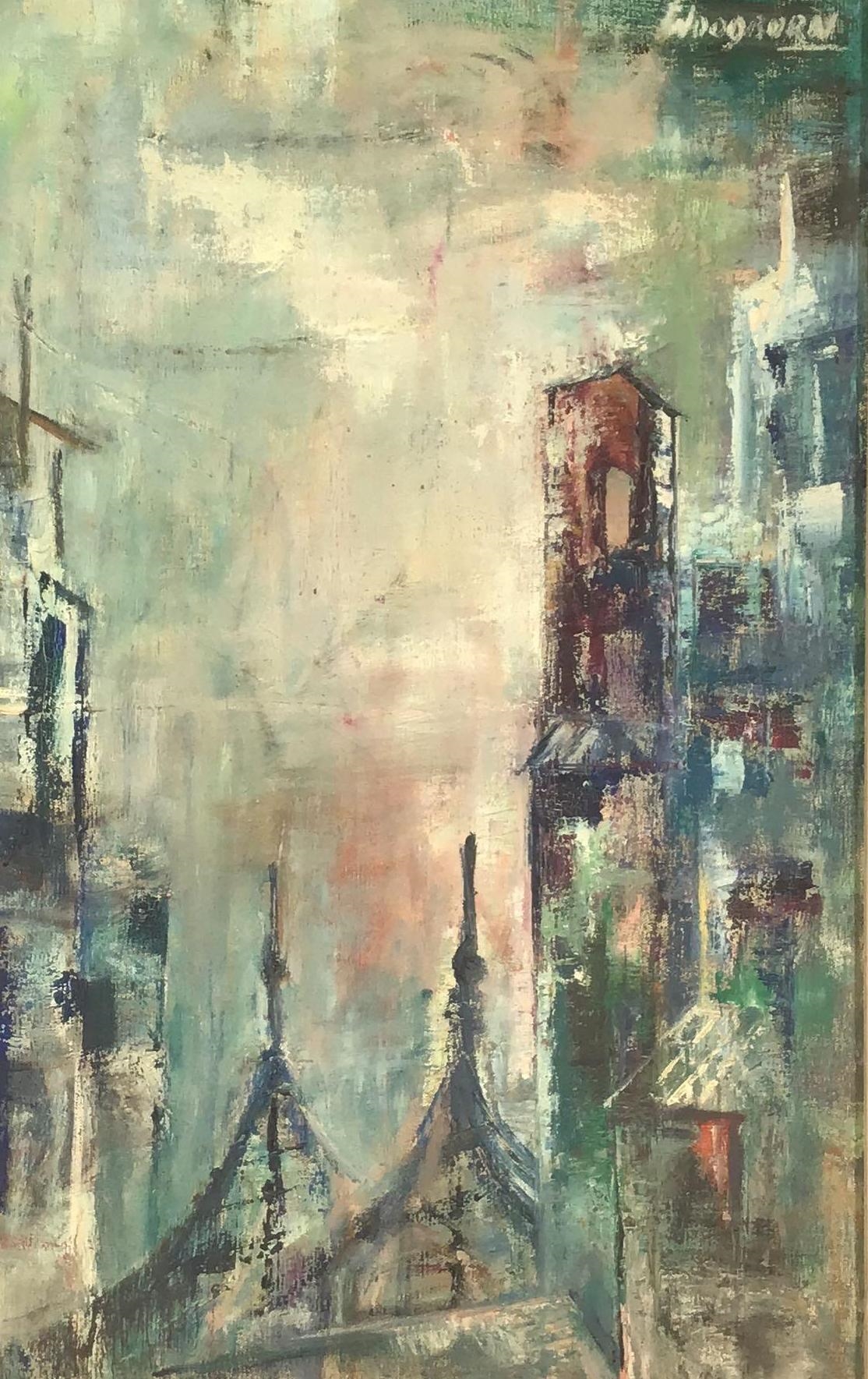 Stephen Woodburn | Urban landscape with bridge | MutualArt