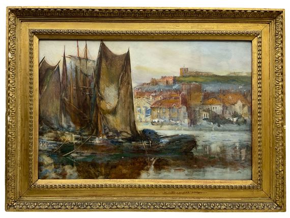 Alfred George Morgan | Whitby Harbour with view of Abbey | MutualArt