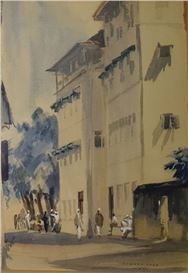 Bush Rowena | Rowena Bush watercolour drawing Zanzibar figures in ...