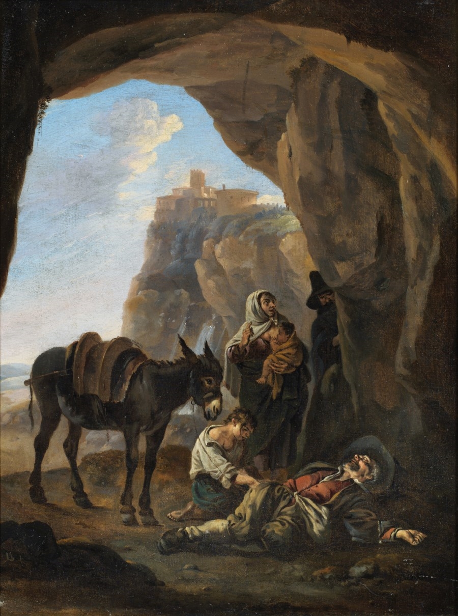 Johannes Lingelbach | FIGURES AND TRADESMEN NEAR A FOUNTAIN IN A ROMAN ...