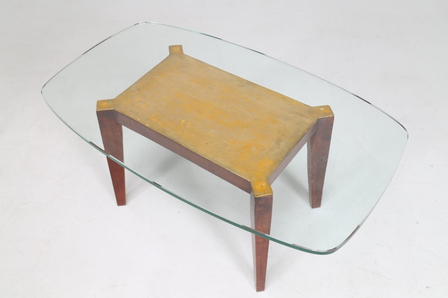 Melchiorre Bega | Wooden coffee table with gold leaf and glass top ...