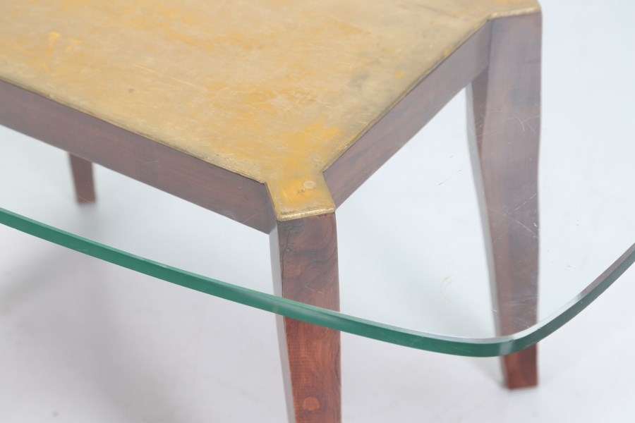Melchiorre Bega | Wooden coffee table with gold leaf and glass top ...