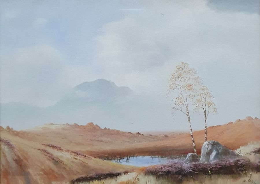 James Greig | early 20th century Watercolour and gouache Moorland scene ...