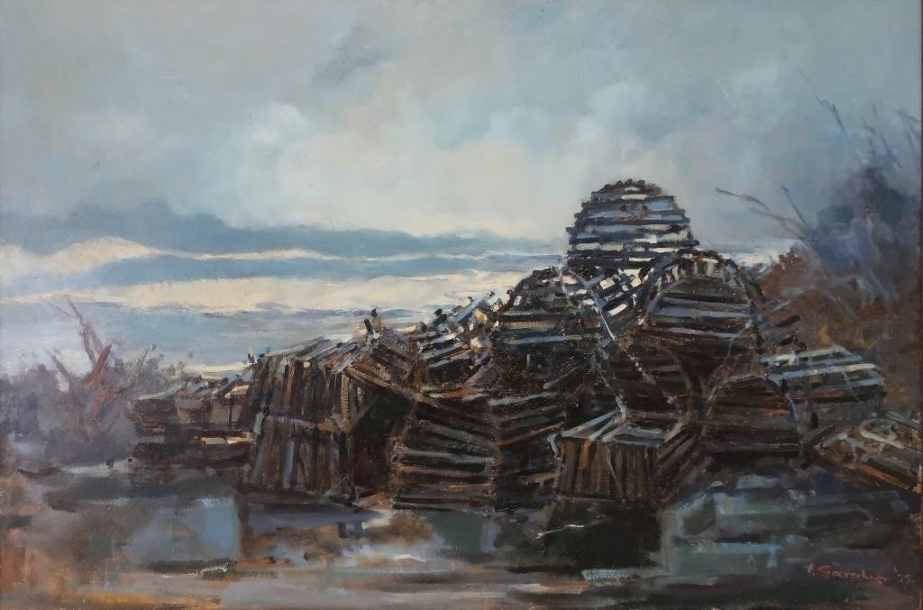 Ted Goerschner | Beach Scene Gloucester Lobster Trap (1975) | MutualArt