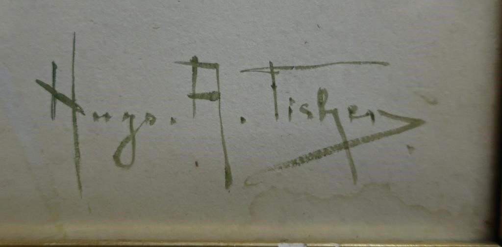 Hugo Anton Fisher | Watercolor of Man Herding Sheep | MutualArt