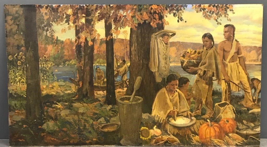 John R. Peirce | Oil on Masonite of Lenni Lenape | MutualArt