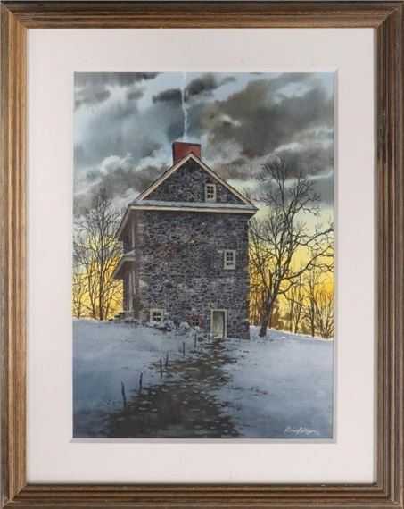 Richard Bollinger | Watercolor of a Stone House | MutualArt