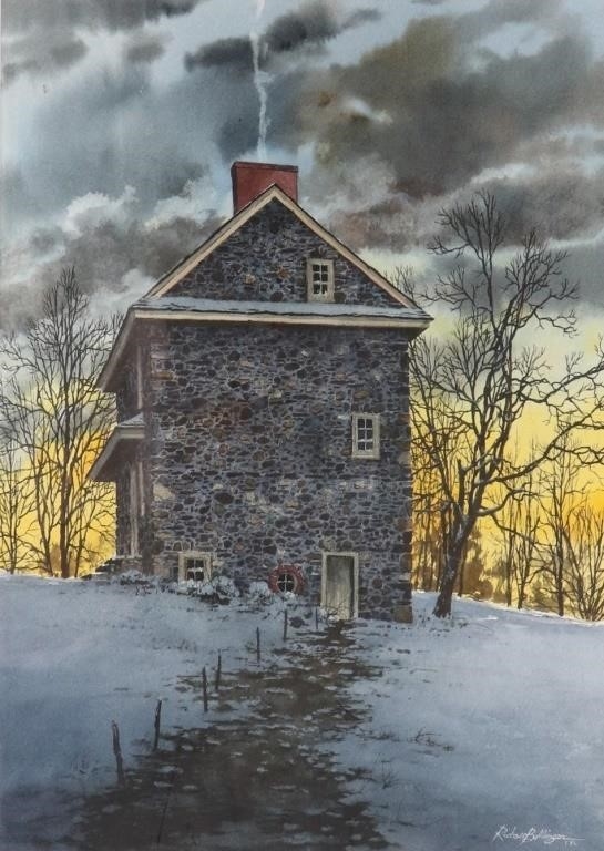 Richard Bollinger | Watercolor of a Stone House | MutualArt