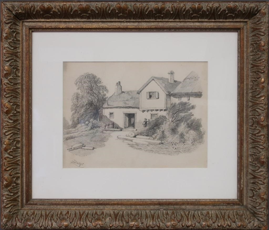 Edward Seager | Pencil Drawing of a Cottage | MutualArt
