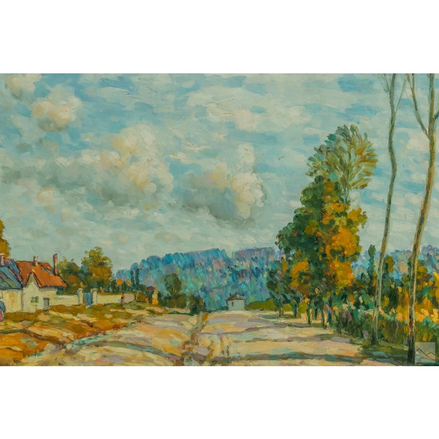 George Malva | A country village landscape with human figures ...