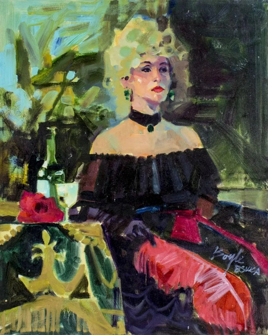 Neil Boyle | Portrait of Woman in Black Dress | MutualArt