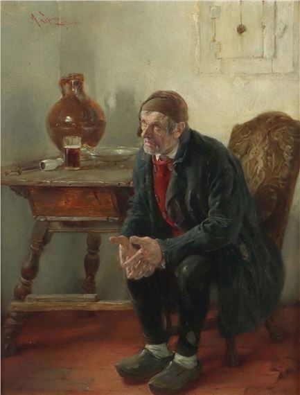 Alphons Spring | Portrait eines Alten am Tisch | MutualArt