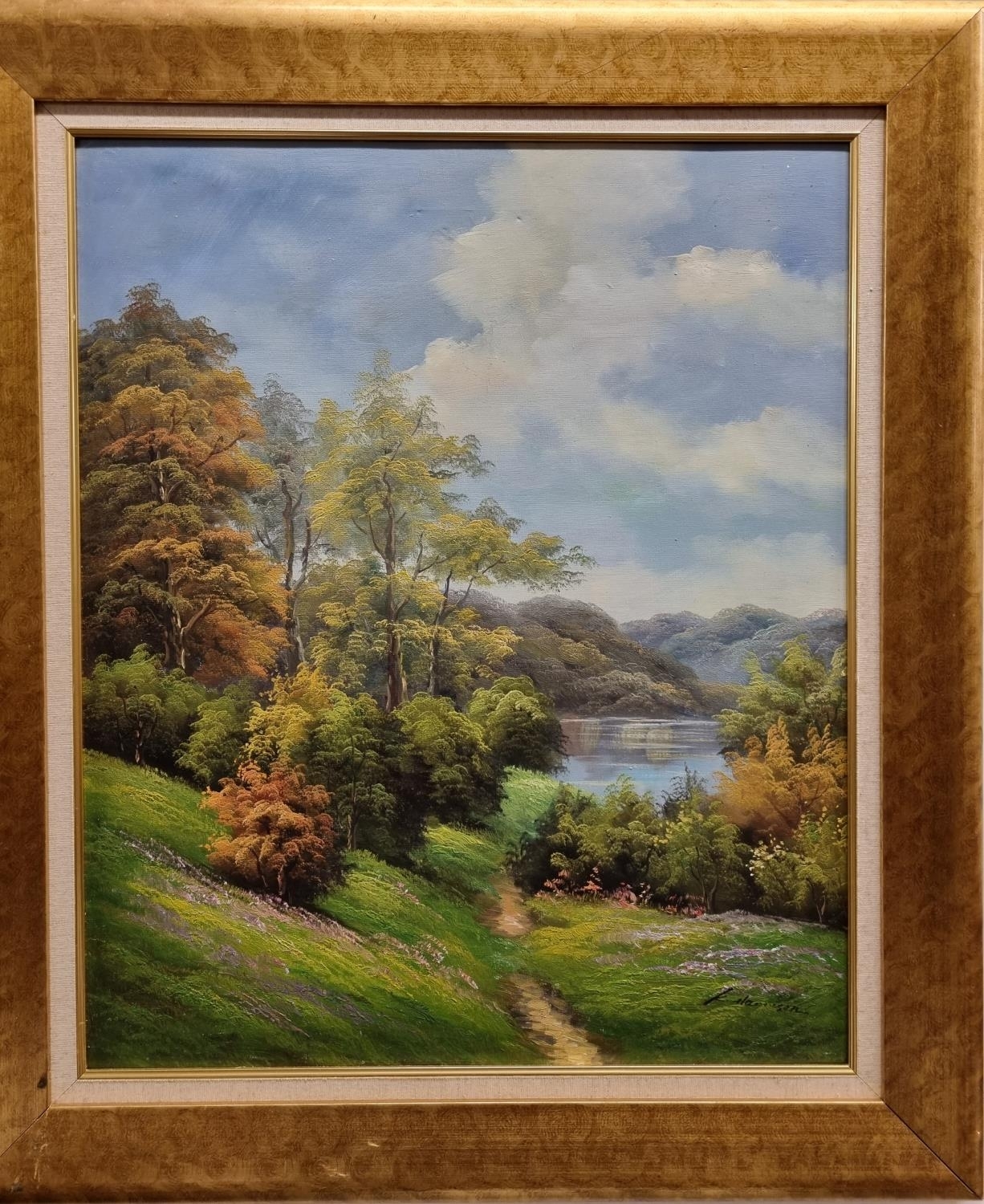 F. Harrison | A 20th Century Oil On Canvas by F. Harrison of a lake ...