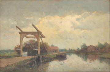 Willem Johannes Weissenbruch | A river scene with a bridge to the ...