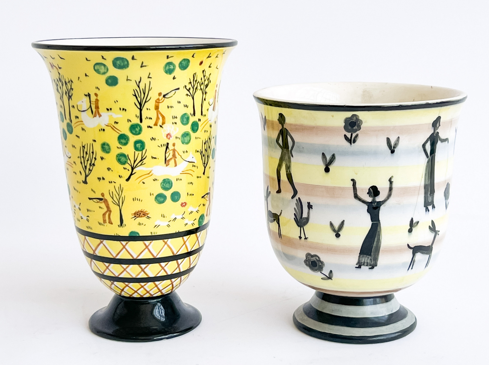 Lenci | Italian Ceramic Footed Vases | MutualArt