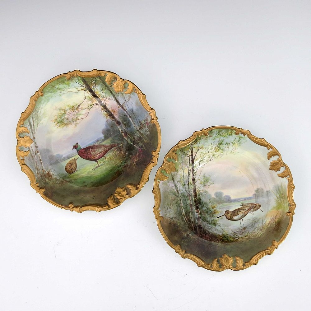 Joseph Hancock | A pair of hand painted bird plates (Circa 1910 ...