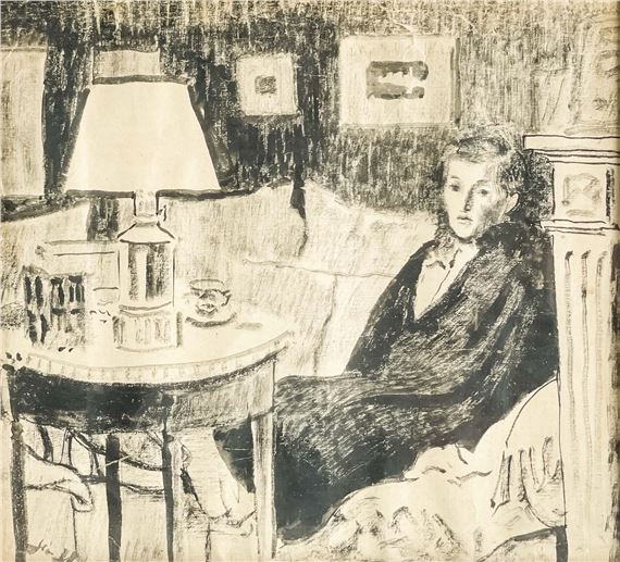 Jean Hugo | Sketch of Young Man in Salon | MutualArt