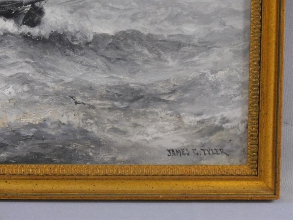 James Gale Tyler | A sailing yacht in rough seas and grey sky | MutualArt