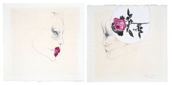 Judith Mason | Portraits with flowers, diptych | MutualArt