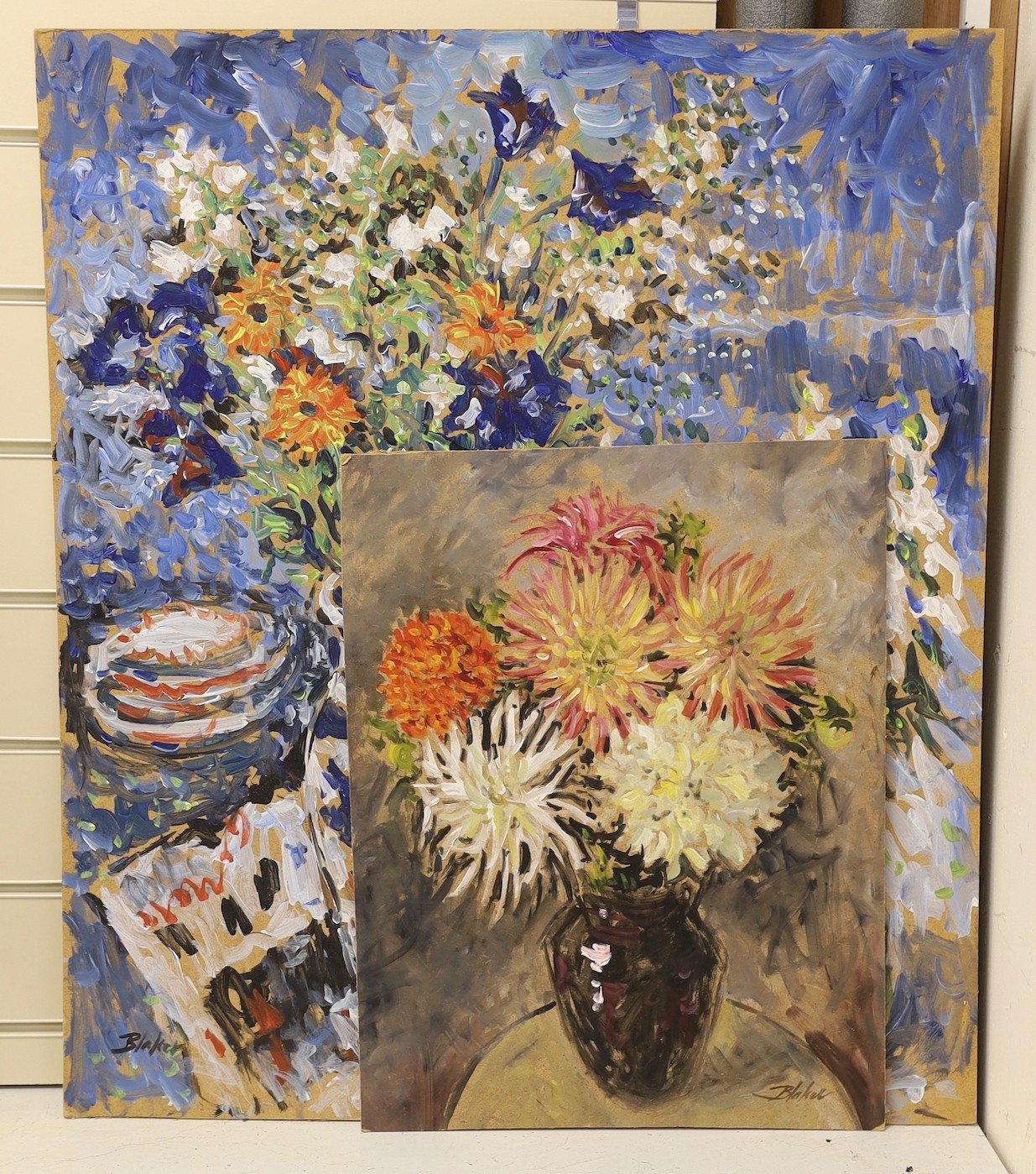 Michael Blaker | - Two still life subjects - vase of flowers and ...