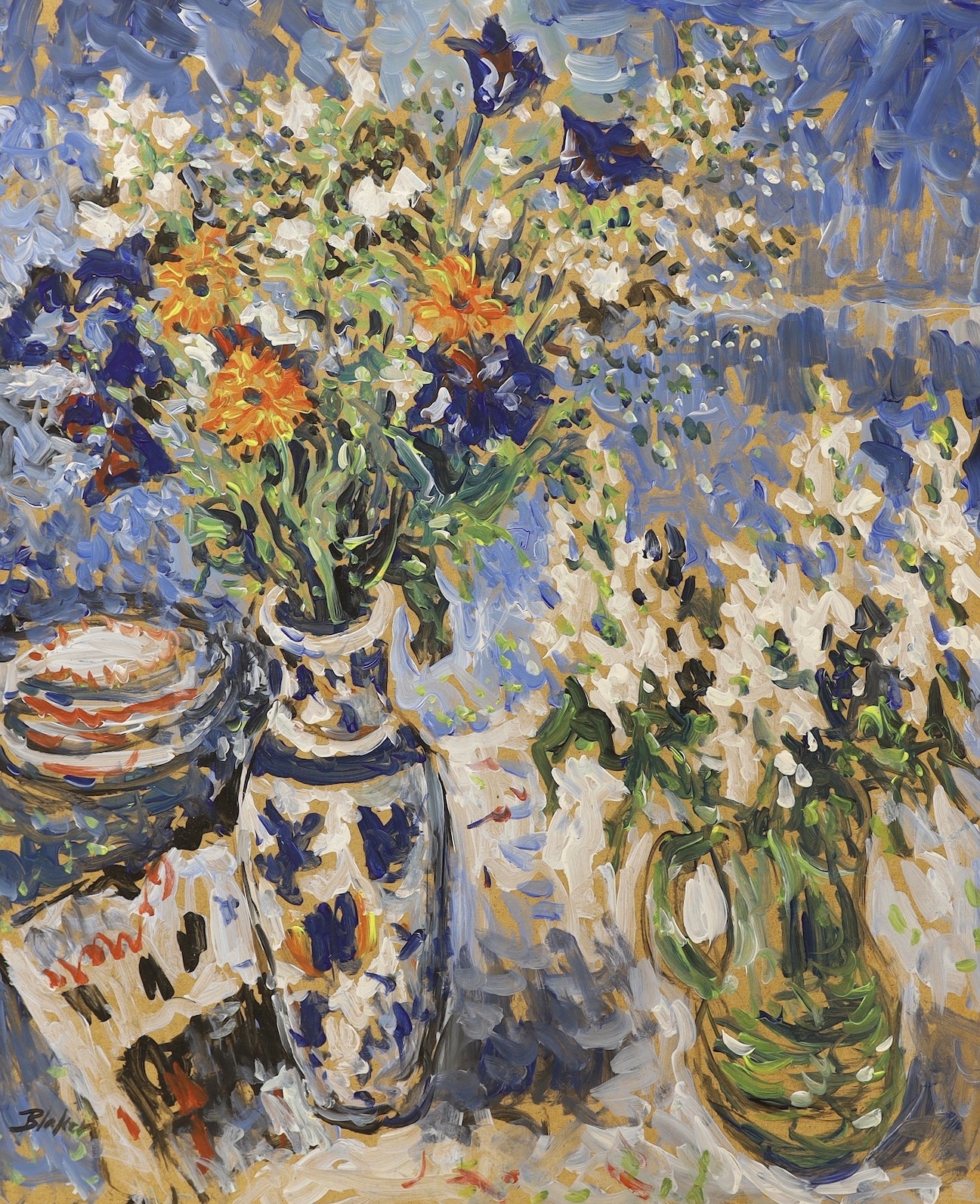 Michael Blaker | - Two still life subjects - vase of flowers and ...
