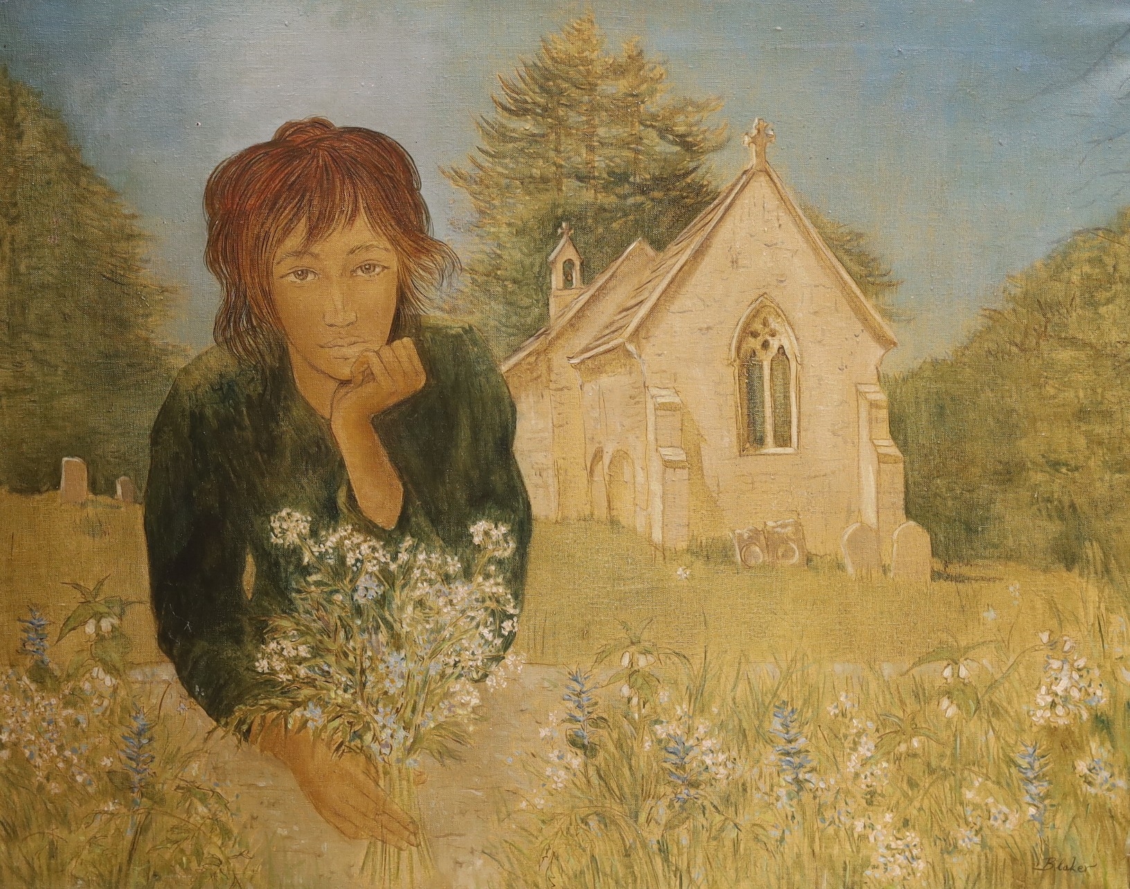 Michael Blaker | - Girl in a churchyard | MutualArt