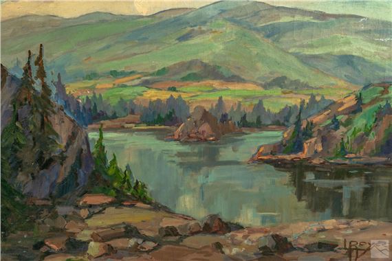 L. Royer | A mountain and lake landscape (Circa 1940s) | MutualArt