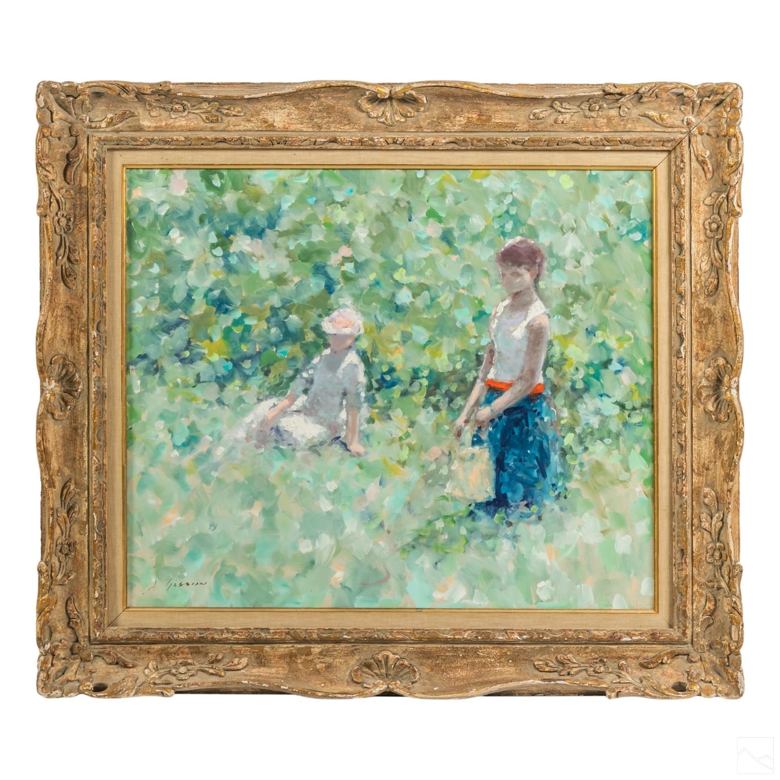 André Gisson | Two girls in a field of flowers | MutualArt