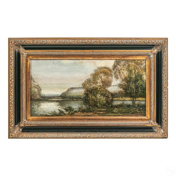 L. Stephano | Landscape with lush green vegetation surrounding a body ...