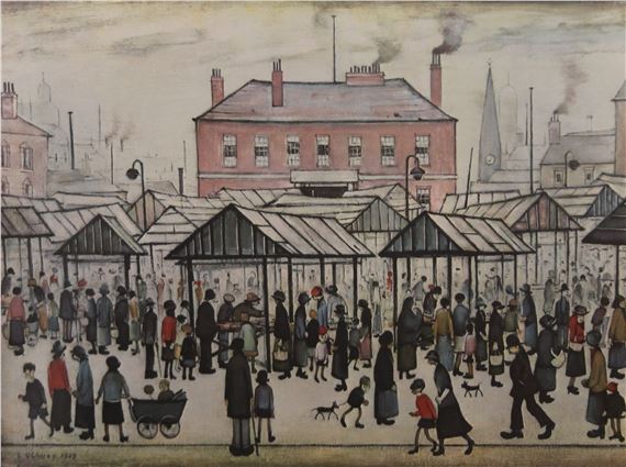 Laurence Stephen Lowry | Market Scene in a Northern Town (1974) | MutualArt