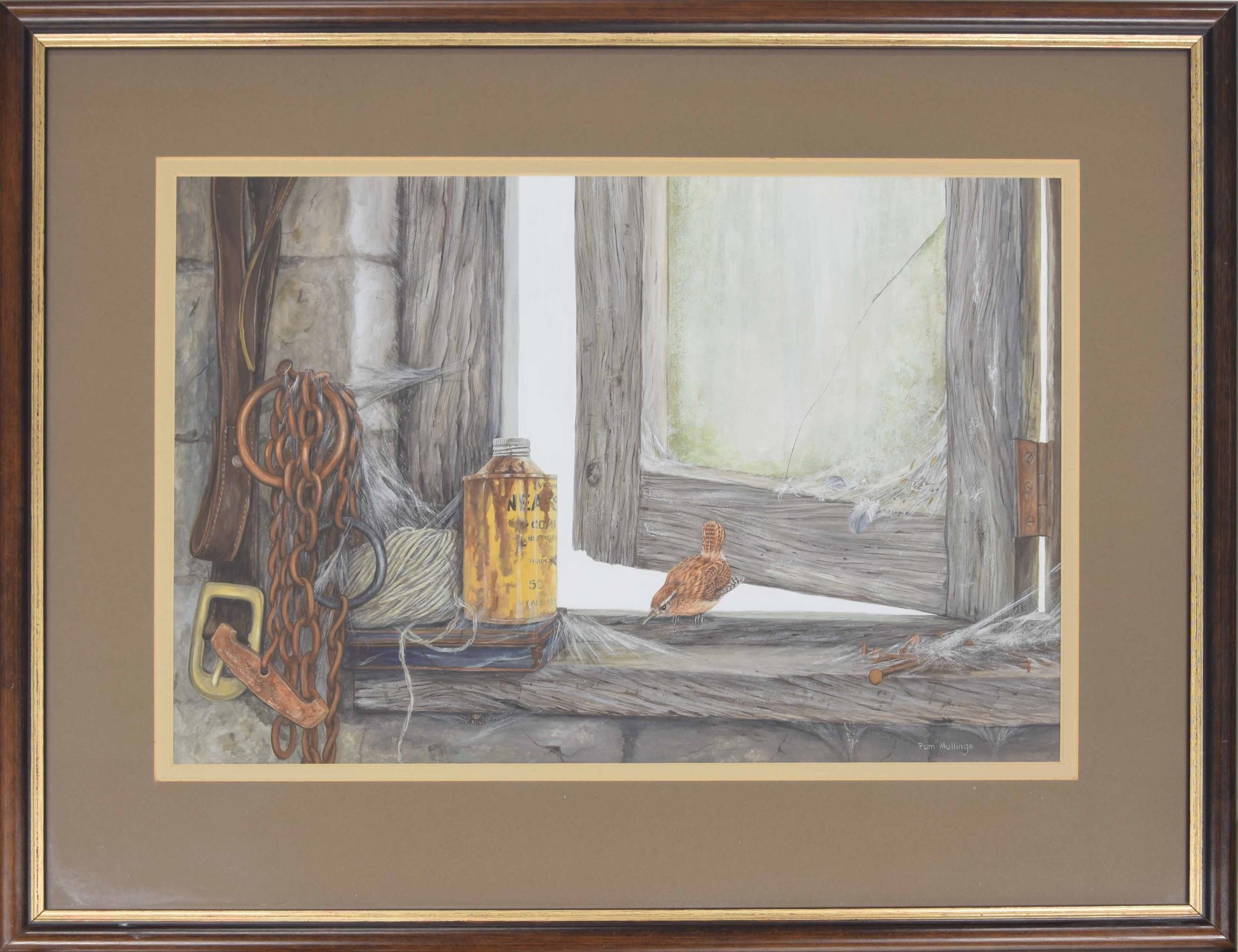 Pam Mulling | a wren standing on an open window in a garden shed ...