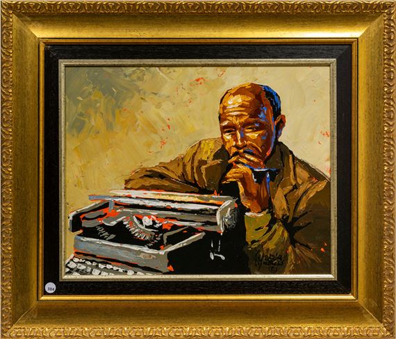 Wakaba Mutheki | Man Leaning on a Typewriter | MutualArt