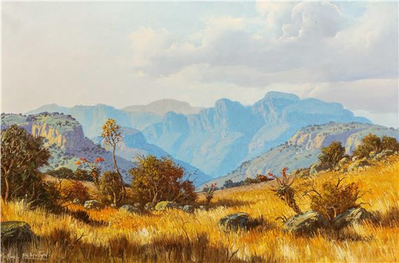 Michael Albertyn | Mountain Landscape with Aloes | MutualArt