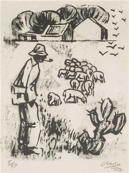 Peter Clarke | Shepherd & Sheep | MutualArt