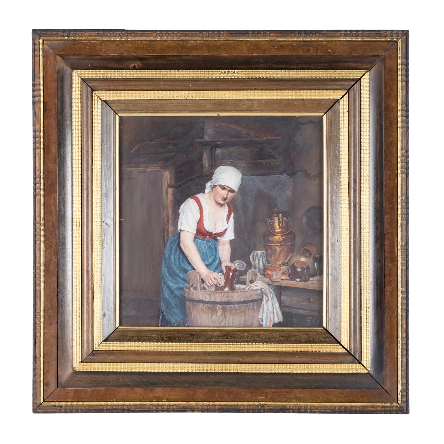 Hans Ulmer | A maid doing the dishes (1925) | MutualArt