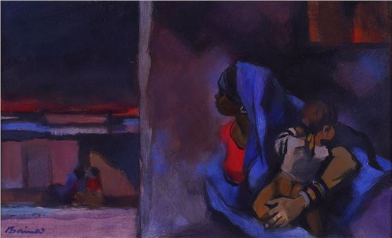 Harry Baines | Indian village at night | MutualArt
