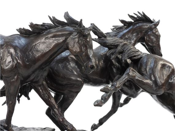 Cynthia Rigden | Running Horses Bronze Sculpture | MutualArt