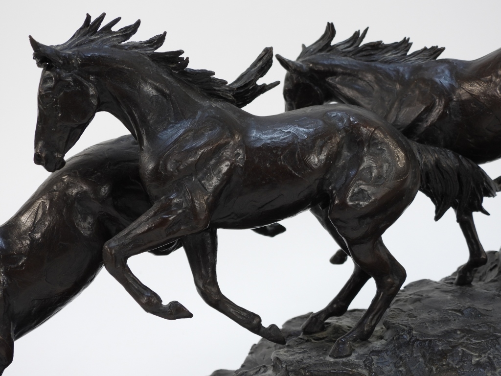 Cynthia Rigden | Running Horses Bronze Sculpture | MutualArt
