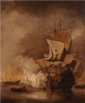 Peter Monamy | Ships in a stormy sea | MutualArt