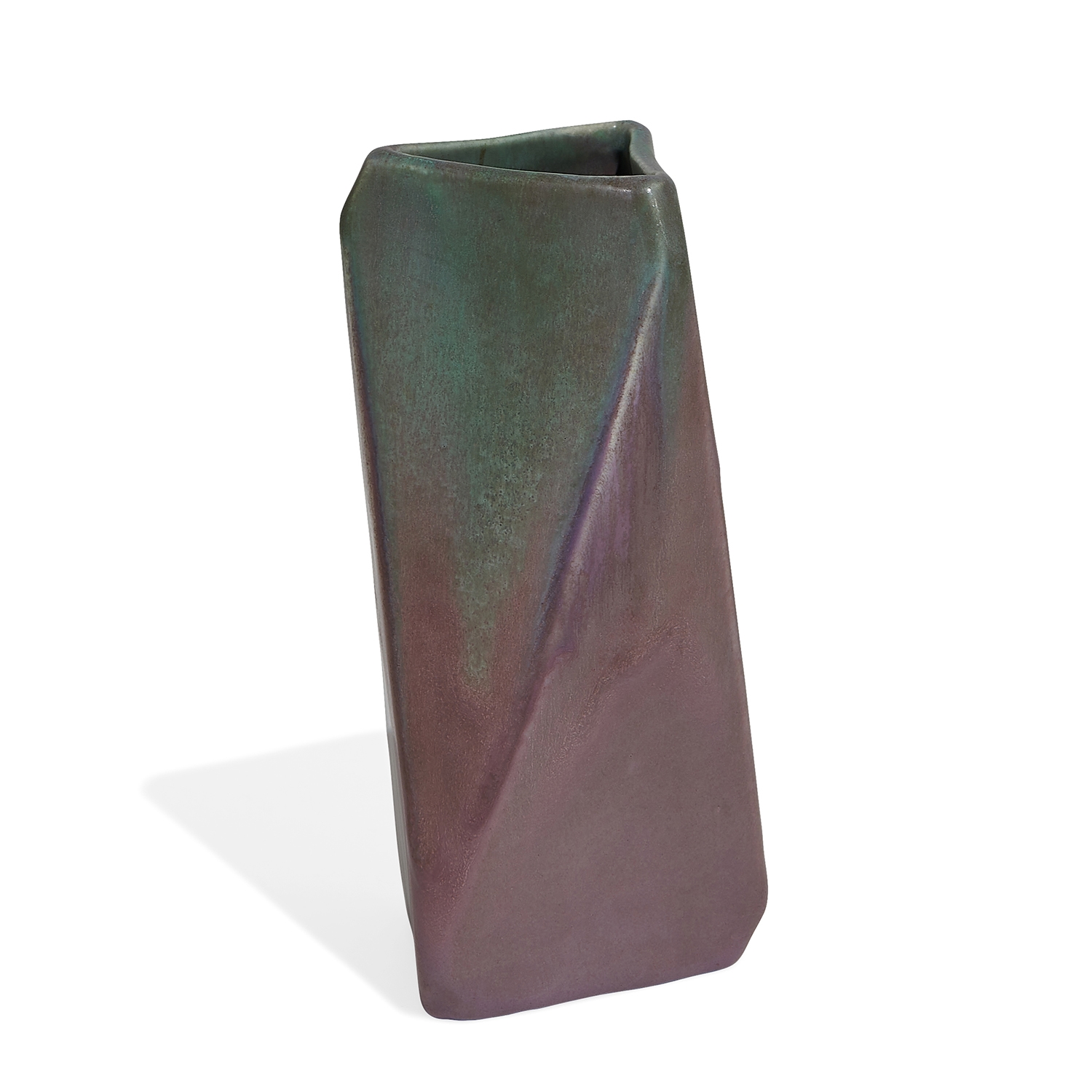 Reuben Haley | Ruba Rombic vase in green over lilac glaze (Circa 1928 ...