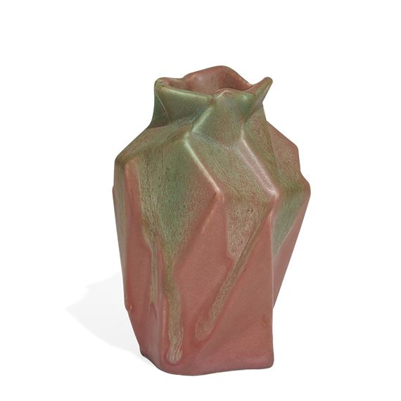 Reuben Haley | Ruba Rombic earthenware vase in green drip over rose ...