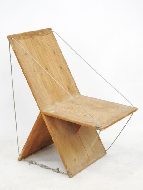 David Lynch | : Chair in wood and steel cable | MutualArt